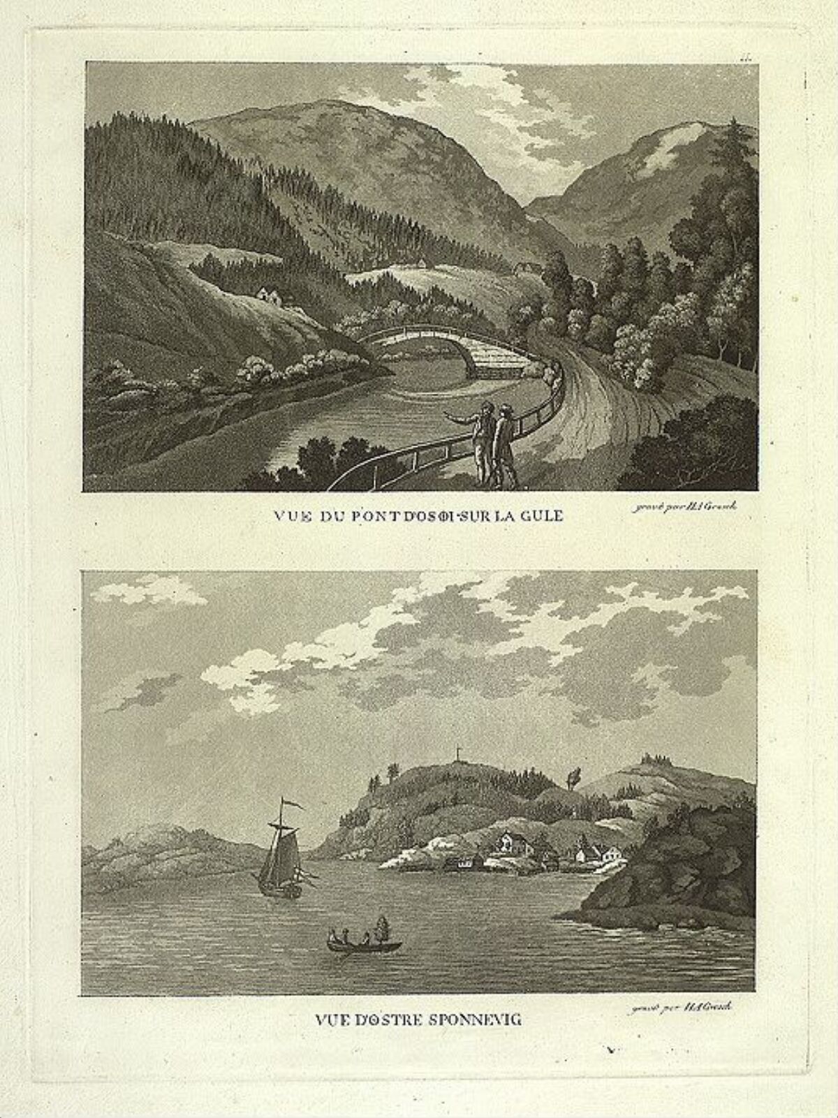 Heinrich August Grosch, Ukjent, Osøybroen over Gaula; Østre Sponvika ...