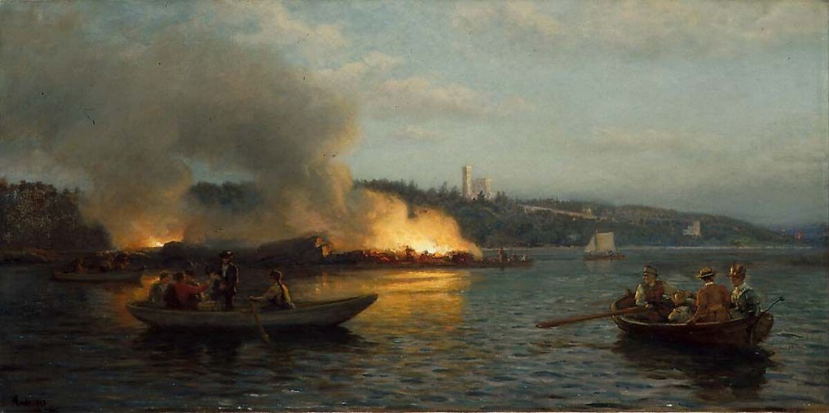 Hans Gude, Sankthansaften ved Kristiania-fjorden – Nasjonalmuseet ...