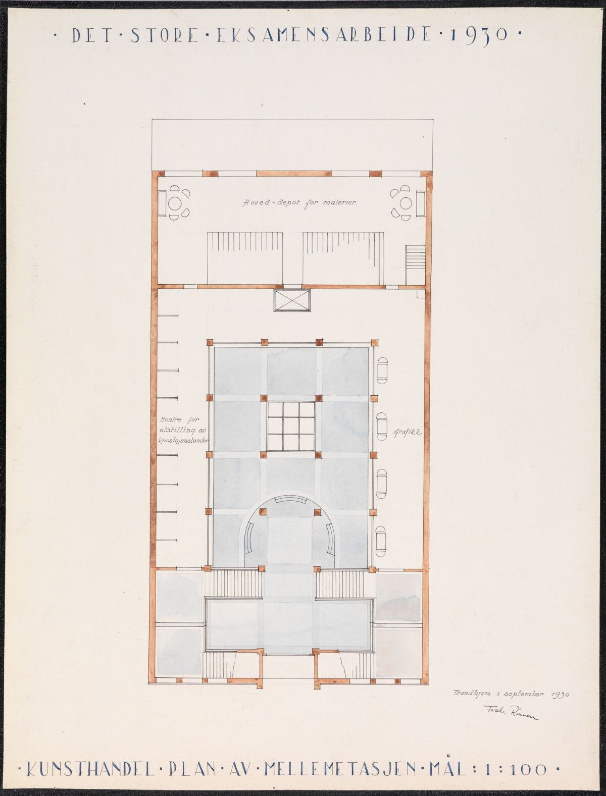 Frode Rinnan, Utkast til en kunst- og antikvitetshandel, plan av ...