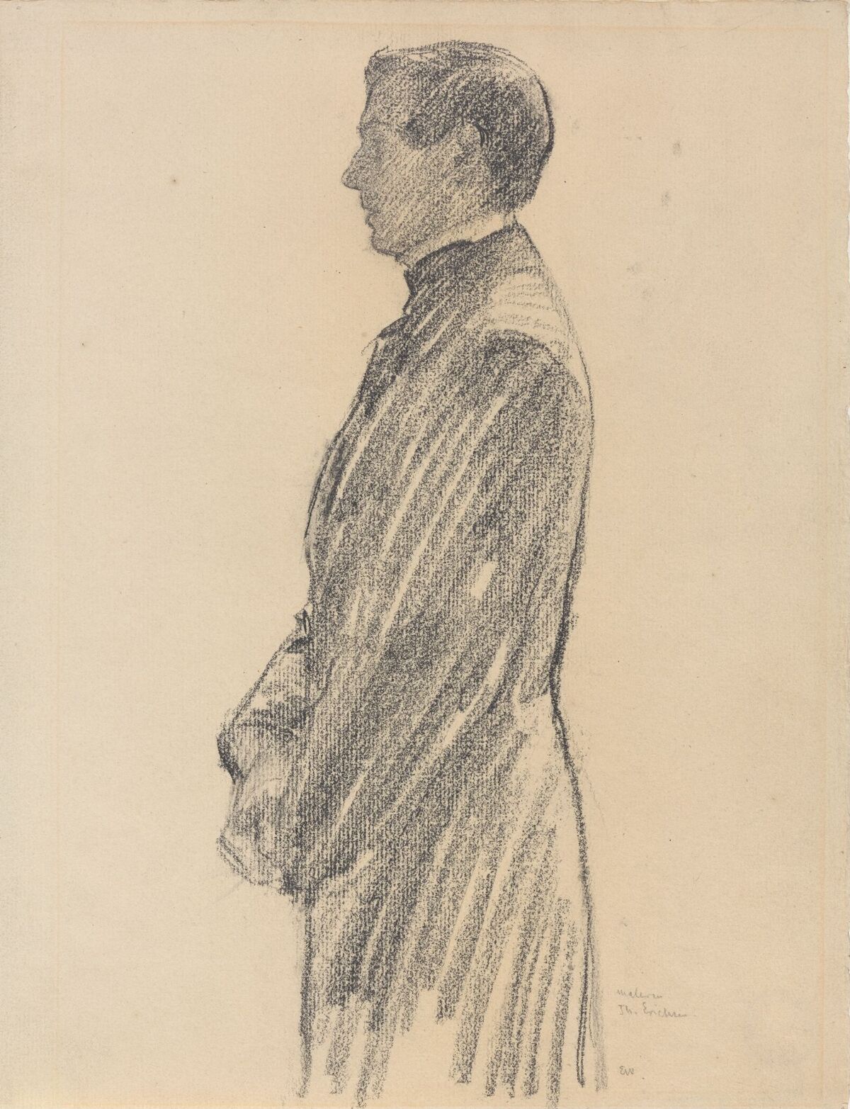 Erik Werenskiold, Thorvald Erichsen stående i profil – Nasjonalmuseet ...