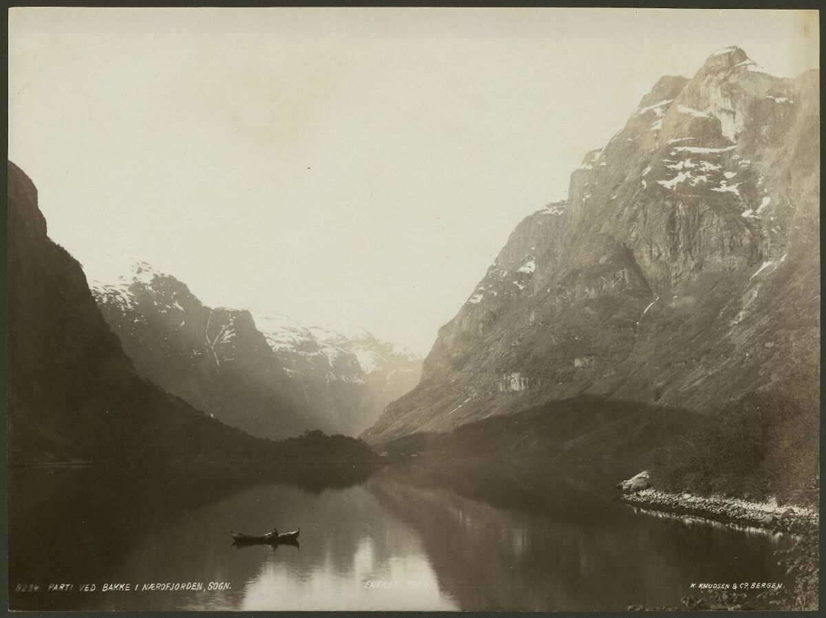 Knud Knudsen, Parti ved Bakke i Nærøfjorden, Sogn – Nasjonalmuseet ...