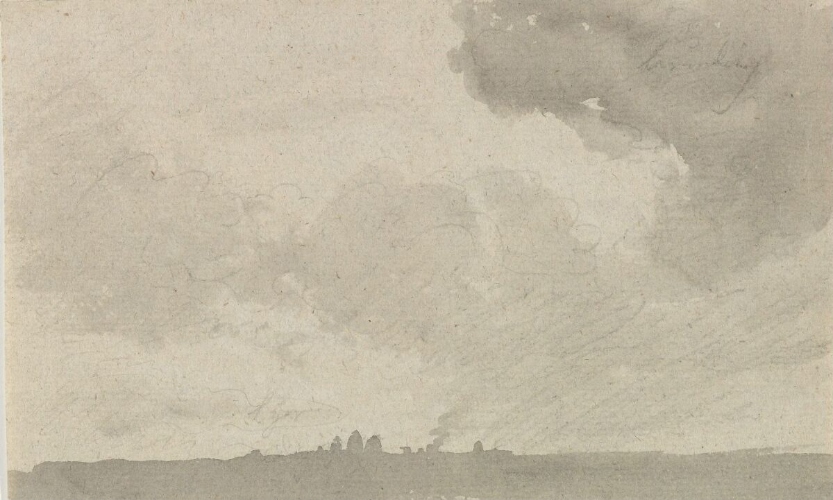 Johan Christian Dahl, Skystudie med hustak i silhuett – Nasjonalmuseet ...