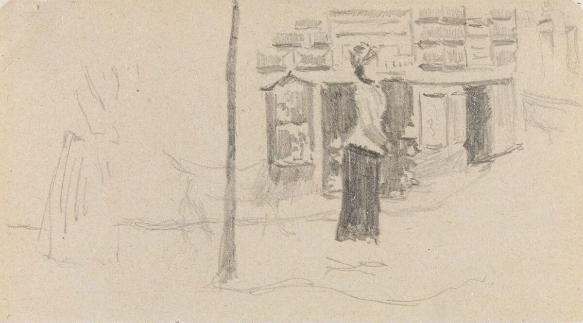 Christian Krohg, Riss av kvinne med kø i bygate – Nasjonalmuseet ...