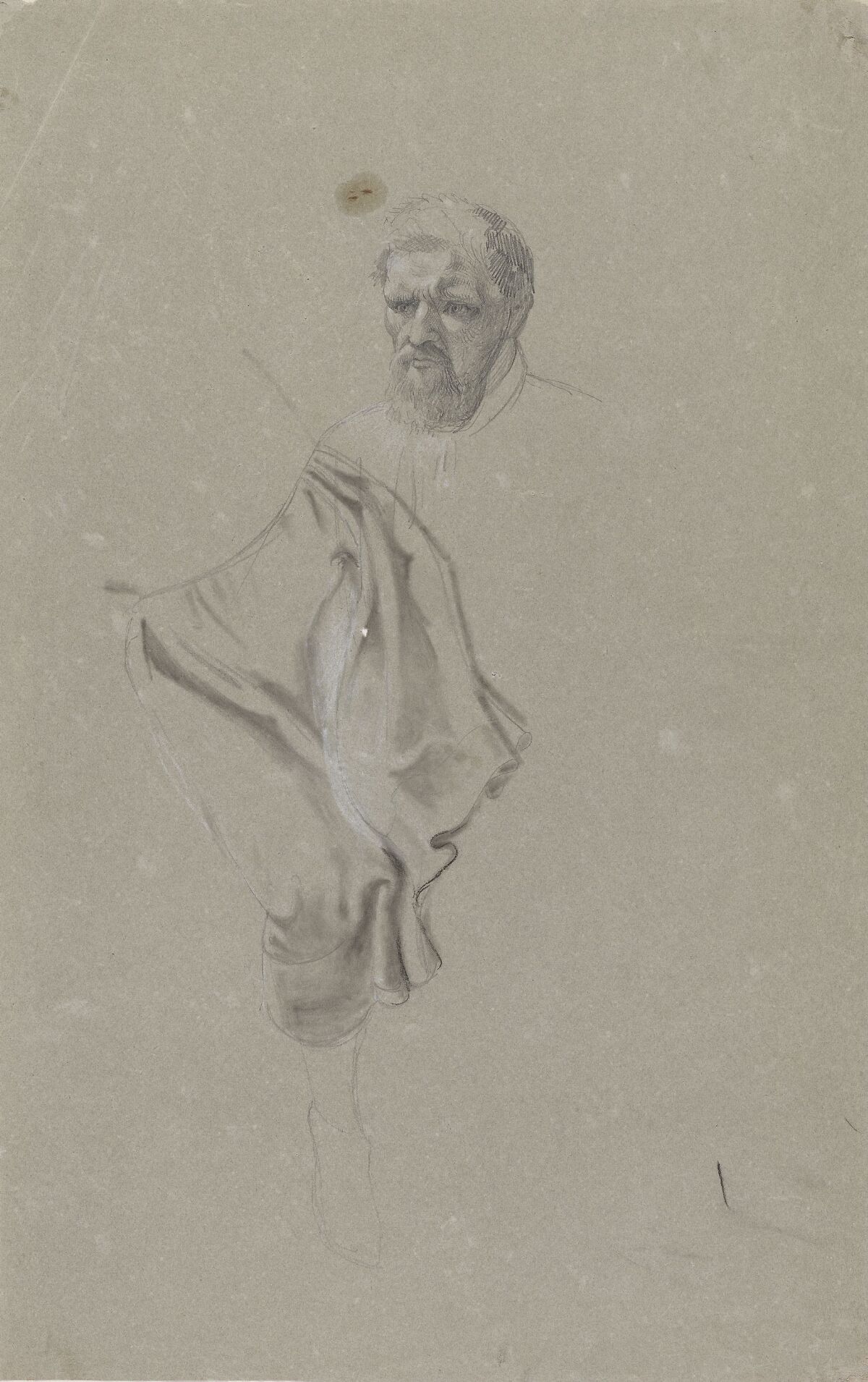 Adolph Tidemand, Skjegget mannshode, gevant og fot – Nasjonalmuseet ...