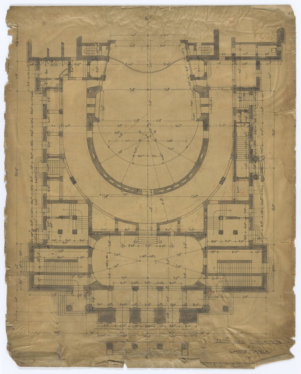 Henrik Bull, Nationaltheatret, plan av 1. etasje – Nasjonalmuseet ...