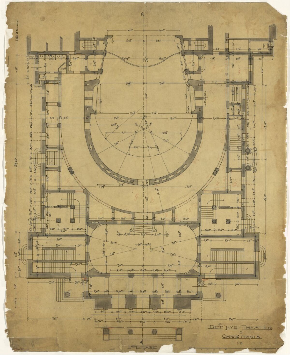Henrik Bull, Nationaltheatret, plan av 1. etasje – Nasjonalmuseet ...