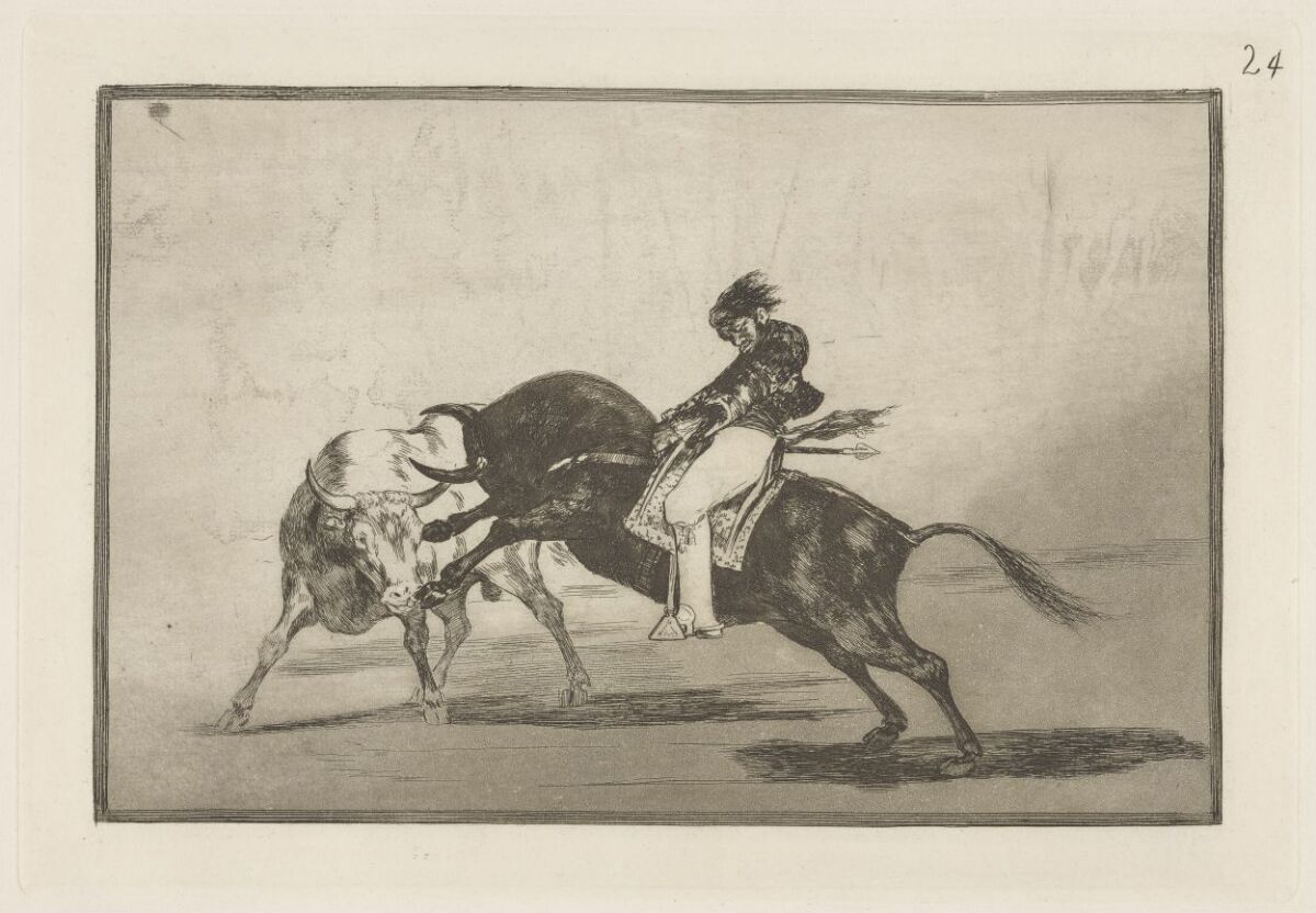 Francisco de Goya, Den samme Ceballos, ridende på en tyr, bryter lanse ...