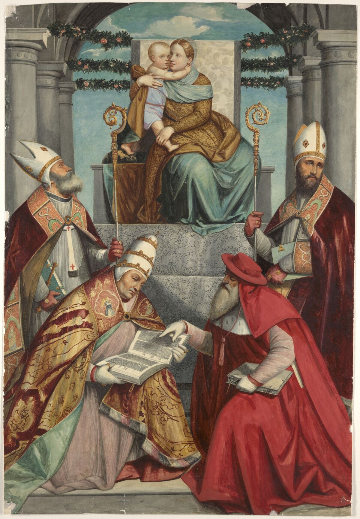Hans Johan Frederik Berg, Virgin and Child Enthroned with the Four ...