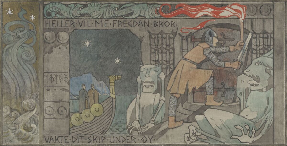 Gerhard Munthe, Åsmund at the Gate in the Mountain – Nasjonalmuseet ...