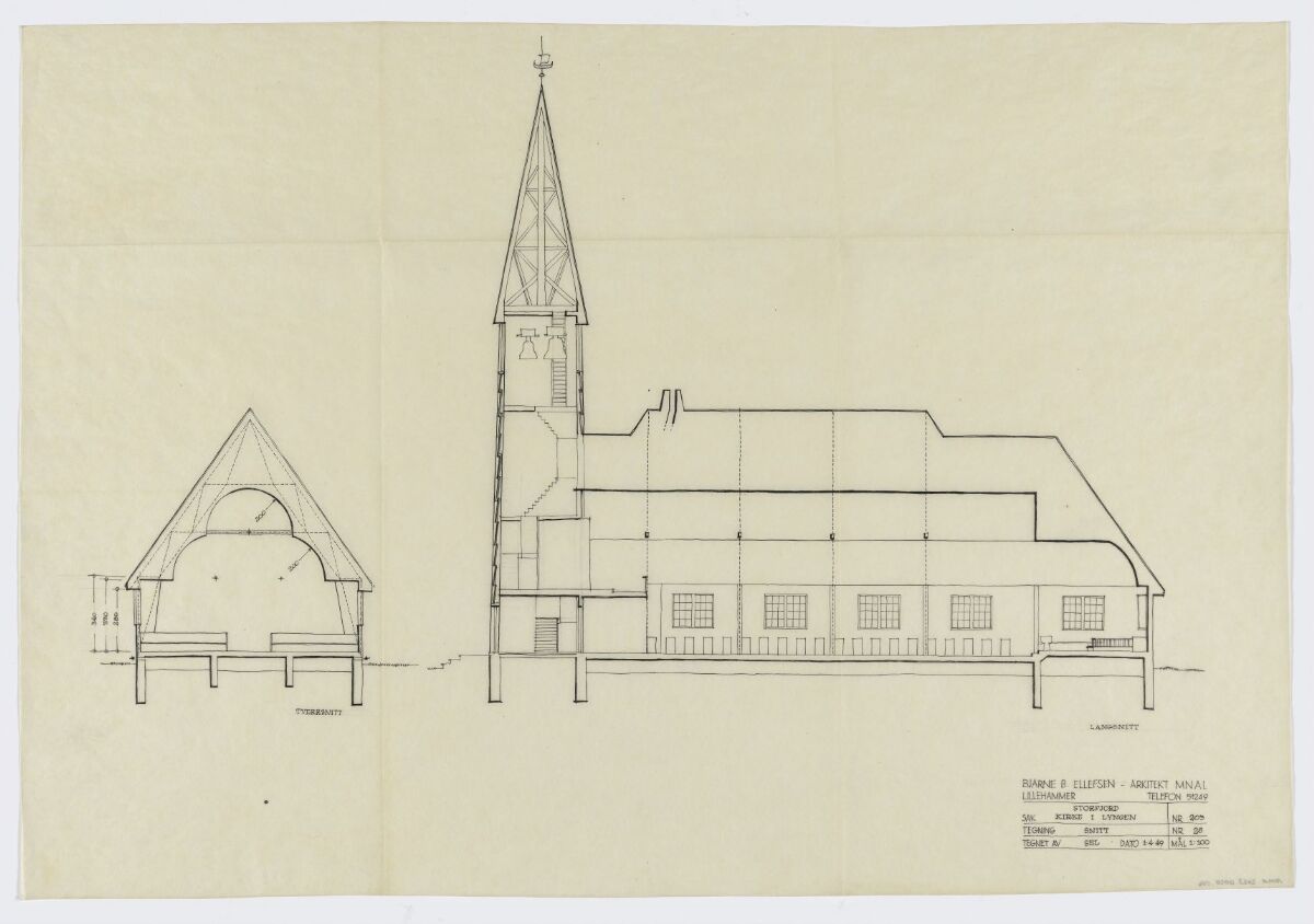 Bjarne Bystad Ellefsen, Storfjord kirke i Lyngen, lengdesnitt ...