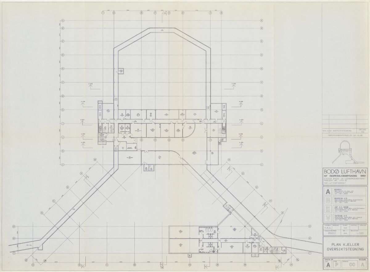 Boarch arkitekter, Bodø Lufthavn, ny ekspedisjonsbygning plan kjeller ...